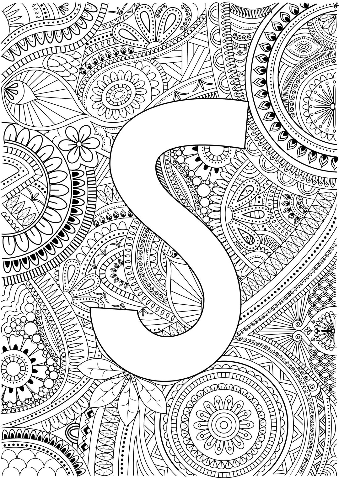Adult Coloring Page, Alphabet Download, Mandala Colouring Letters - Etsy