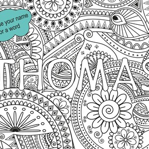 Personalized Mandala Name for Download, Printable Coloring Page Thin ...