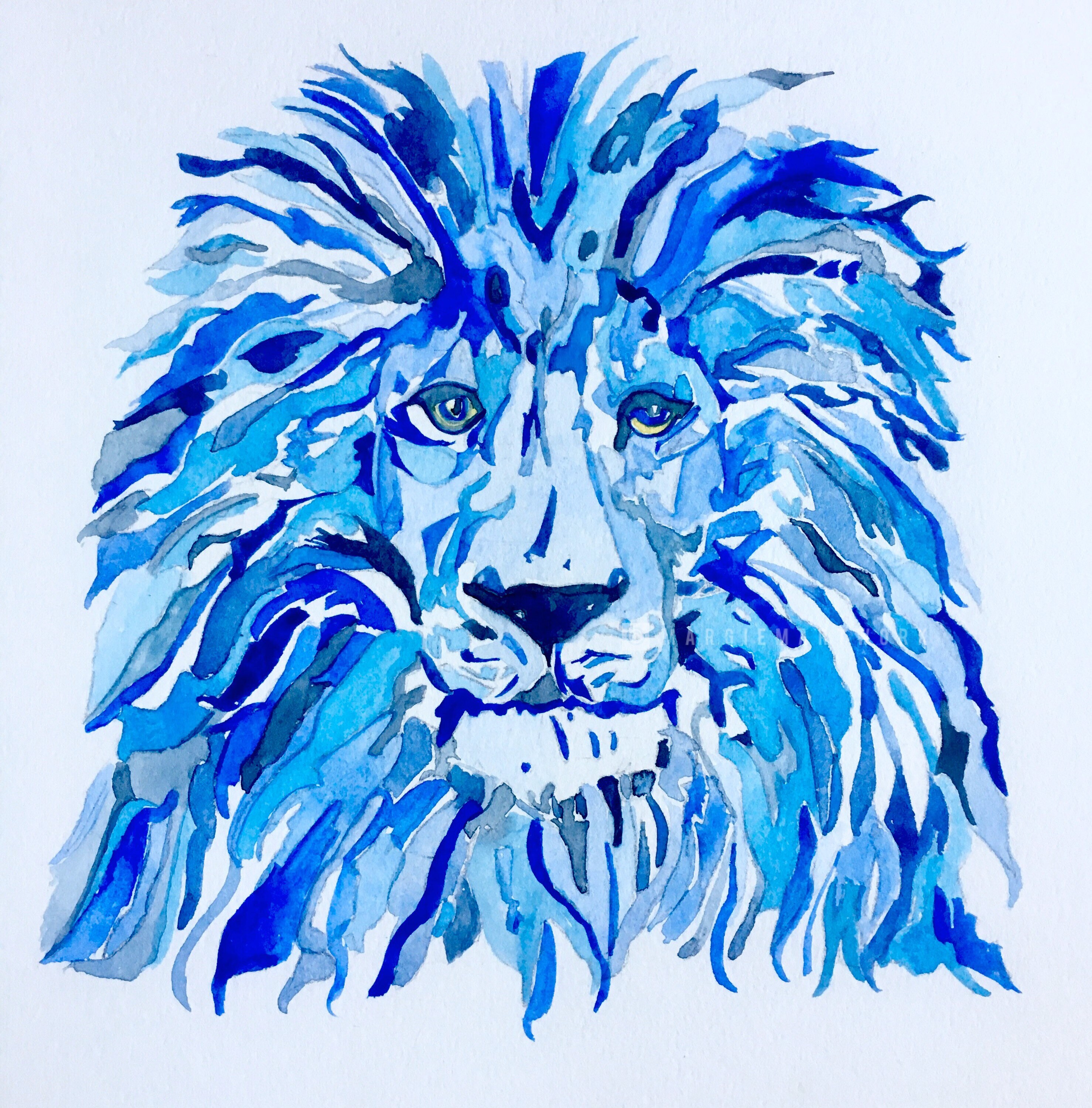 Lion Head Art Print Painting 12x12 Giclee Print From My Original ...