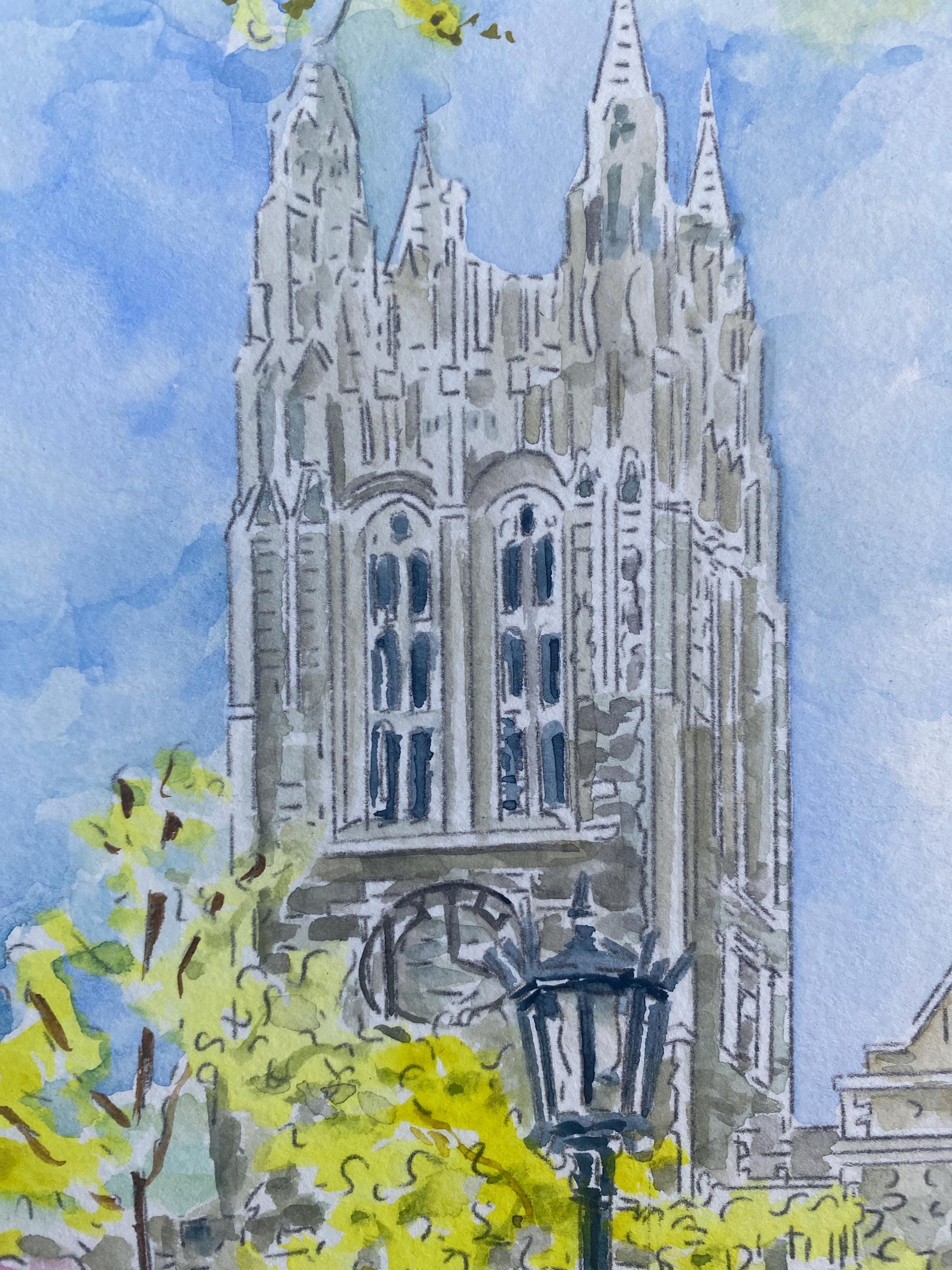 Boston College Gasson Hall Wall Art Watercolor Glicee Art Spring Newton ...
