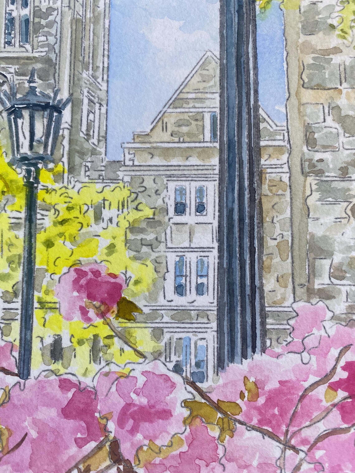Boston College Gasson Hall Wall Art Watercolor Glicee Art Spring Newton ...