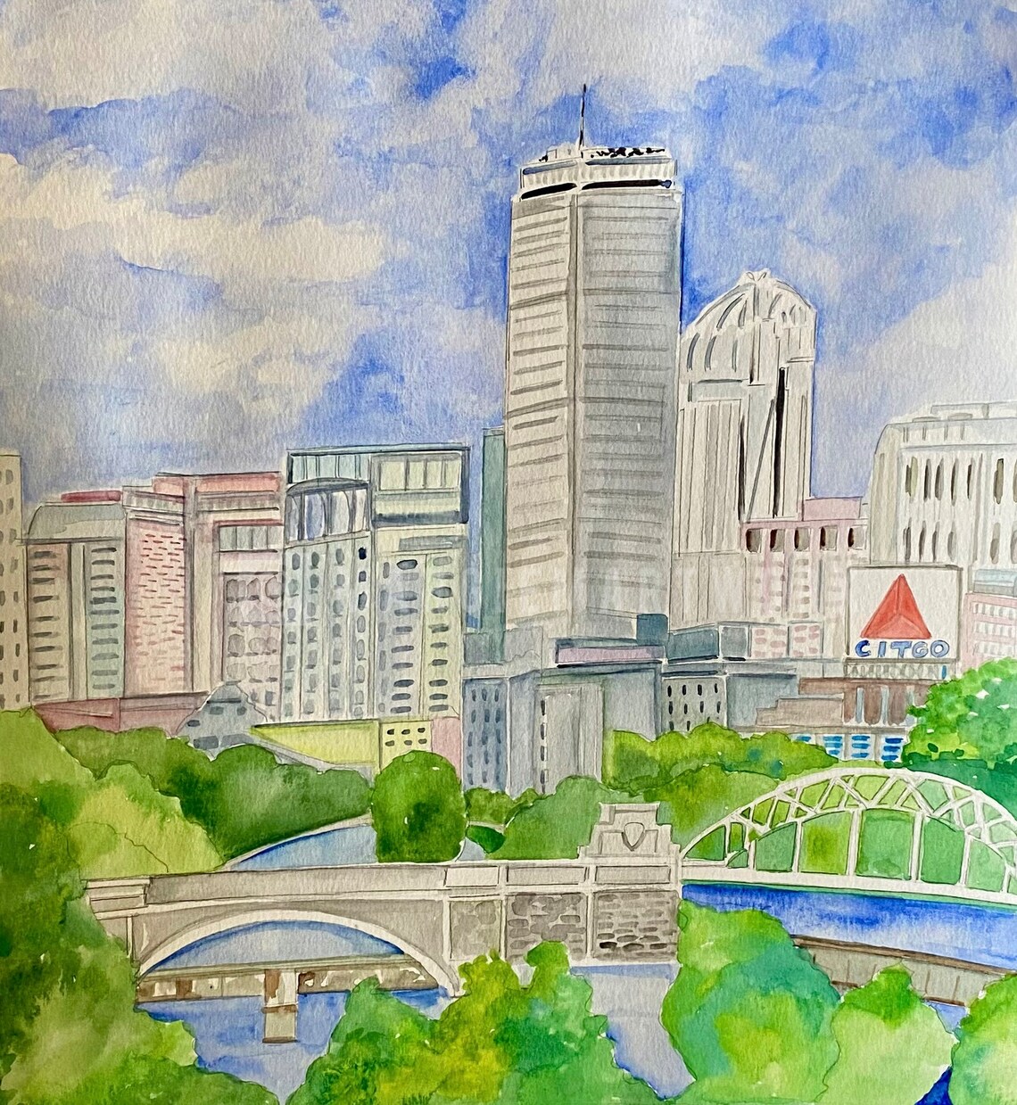 Boston CITGO Sign,boston Skyline Print . A Beautiful View of Boston Looking Over the Charles ...