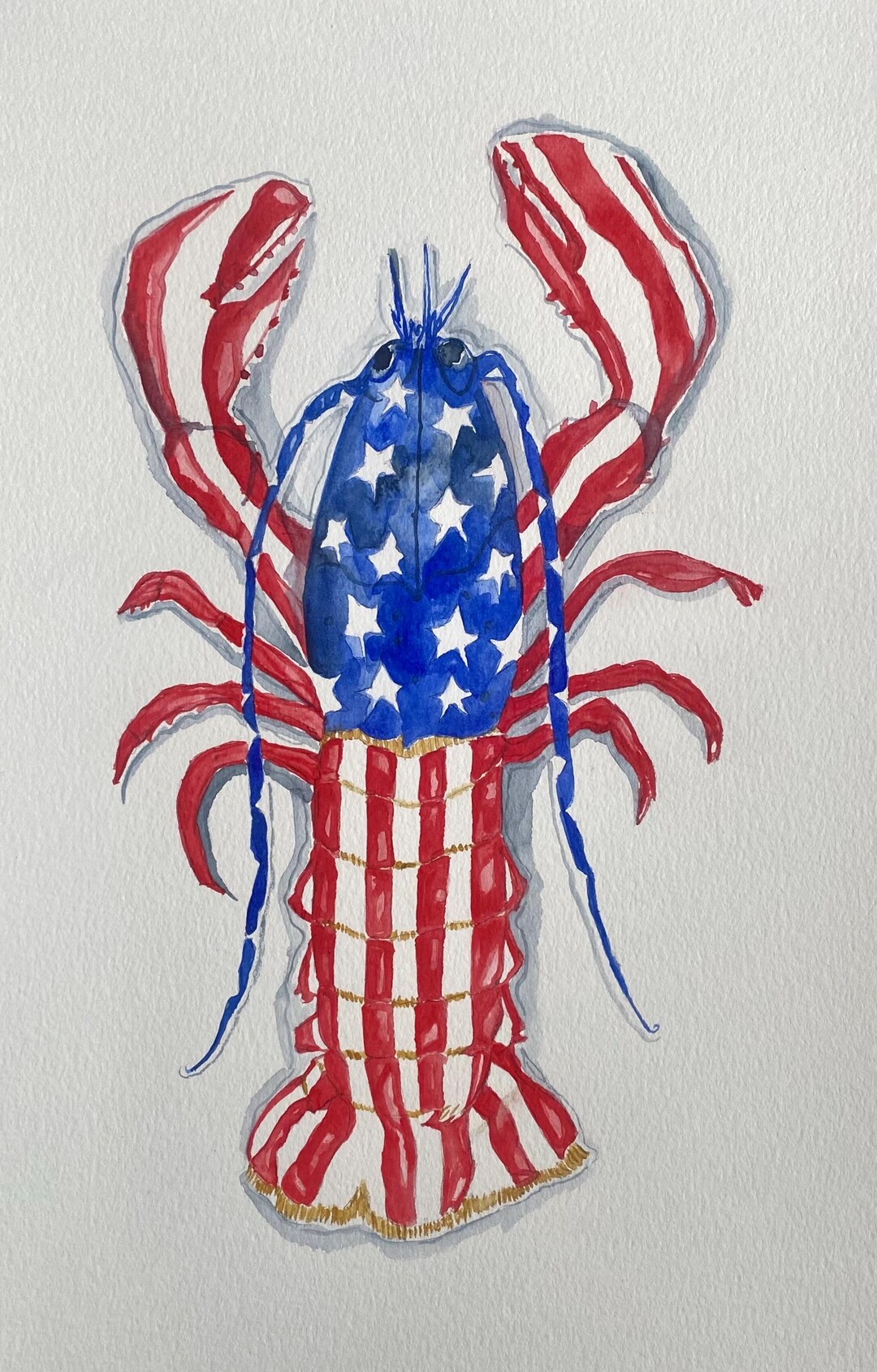 Lobster Art Red White Blue Lobster Wall Decor Patriotic Flag Giclee ...