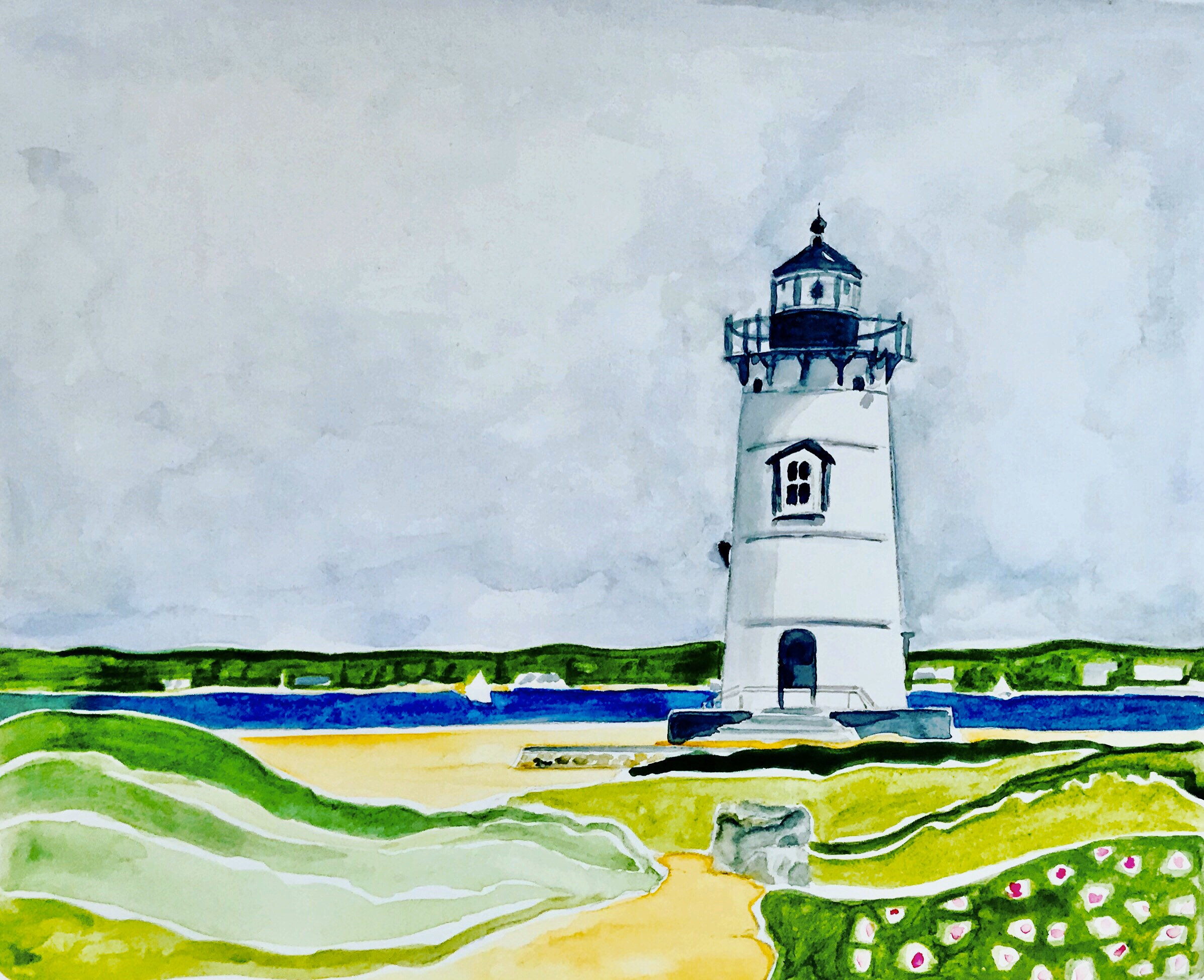 Cape Cod, Martha’s Vineyard Lighthouse Watercolor Print - Etsy
