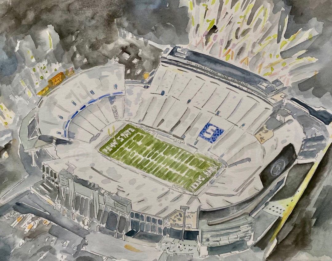 Penn State Football White Out .matted Watercolor Print,fine Art,college ...