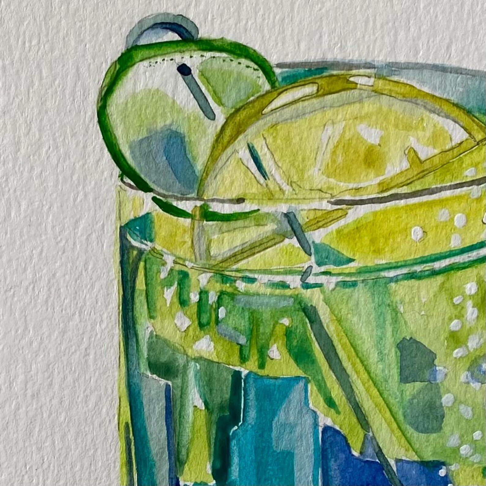 Cocktail Mocktail Art Print Colors Blues ,greens and Yellows. Fun Wall ...