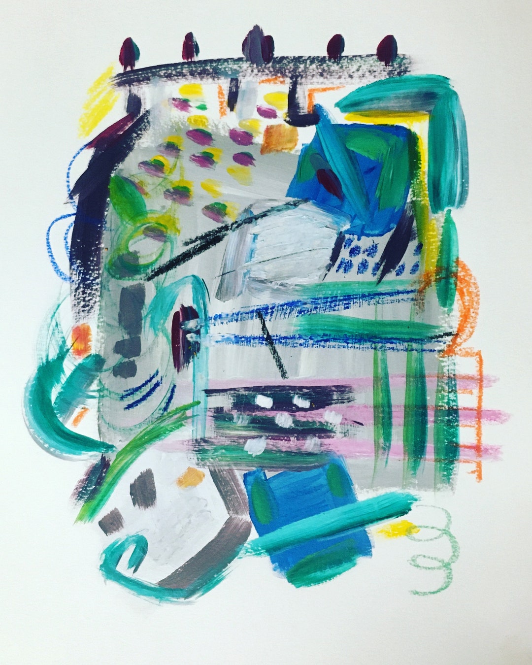 Abstract Wall Art , Multi Colors Painting , Giclee Print Abstract, Fine ...