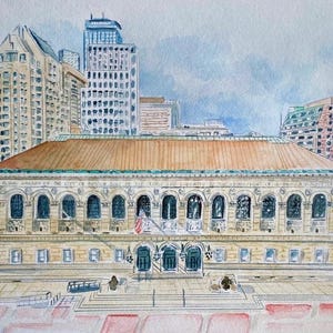 Boston Public Library/ BPL/ Boston Weddings/ Print of Watercolor/boston ...