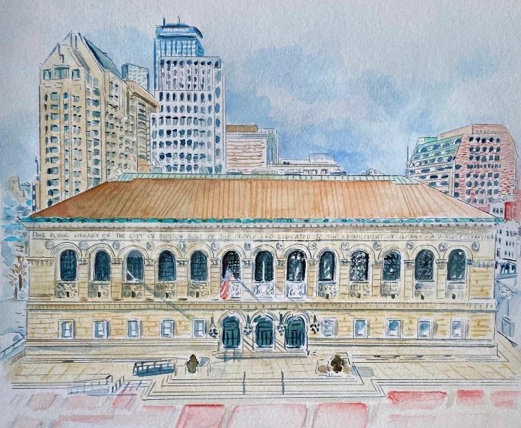 Boston Public Library/ BPL/ Boston Weddings/ Print of Watercolor/boston ...
