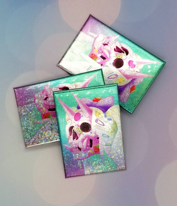 Large Glitter Oni Decora Pin Back Button - Etsy