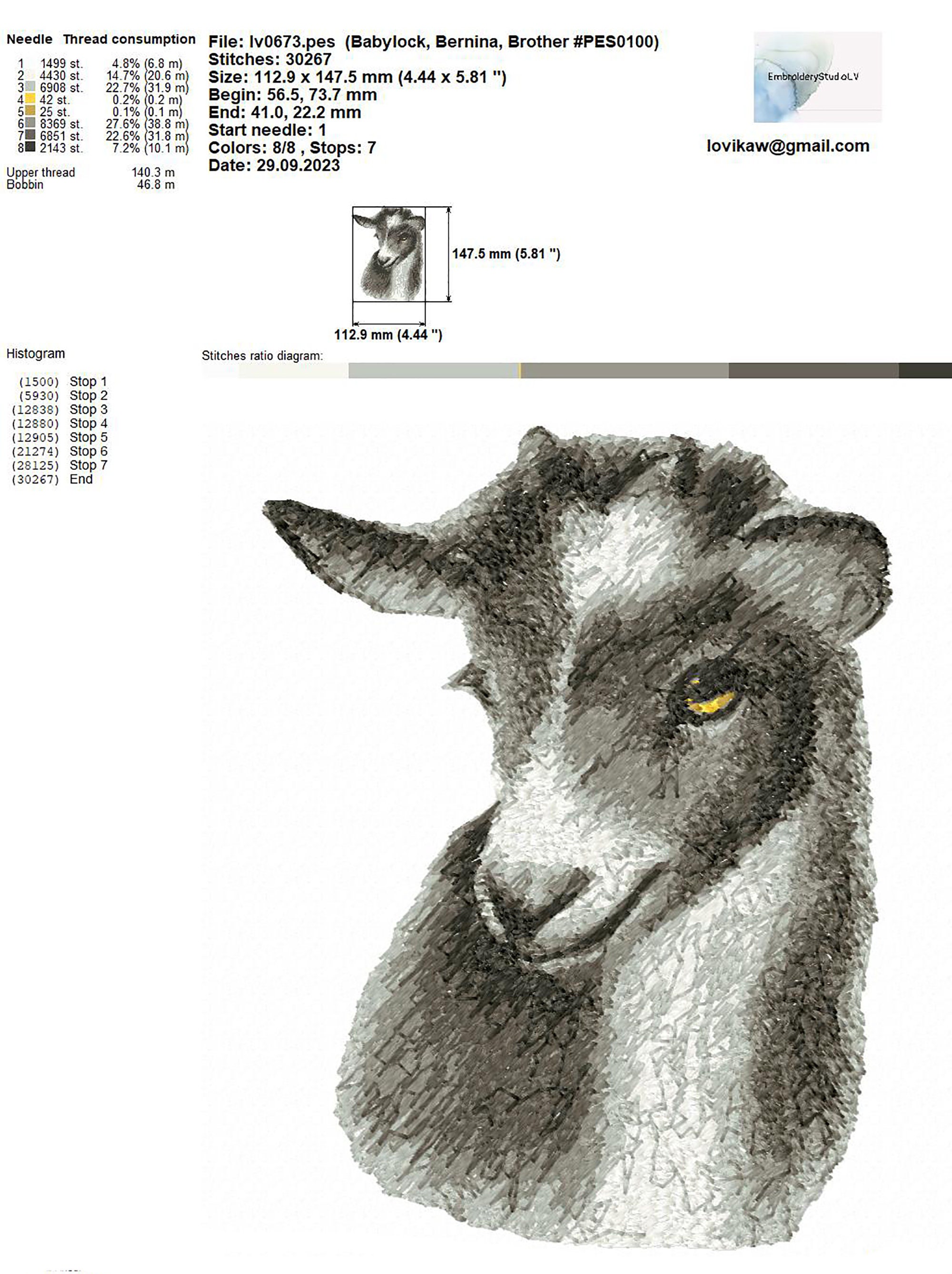Goat Embroidery Goat Machine Embroidery Goat Embroidery Design Digital ...