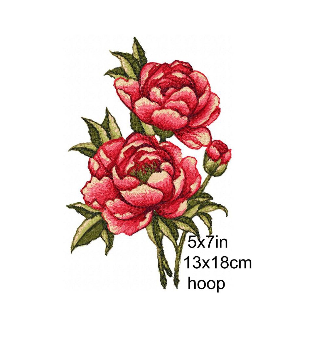 Peony Embroidery Flower Embroidery Photostitch Flower Machine ...