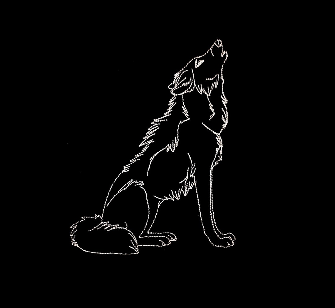 Wolf Embroidery Design: Howling Outline (digital Design) - Etsy