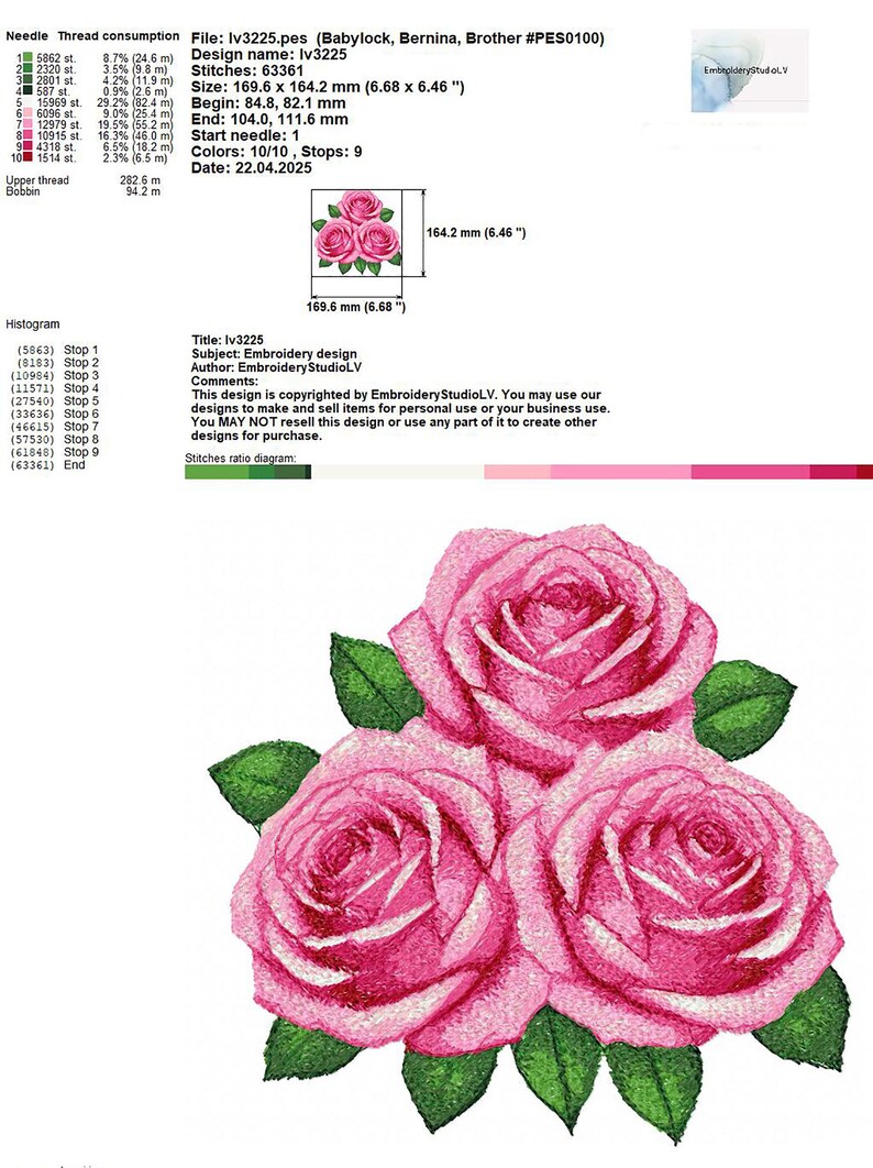 Photostitch Roses Machine Embroidery Design (digital Download) - Etsy