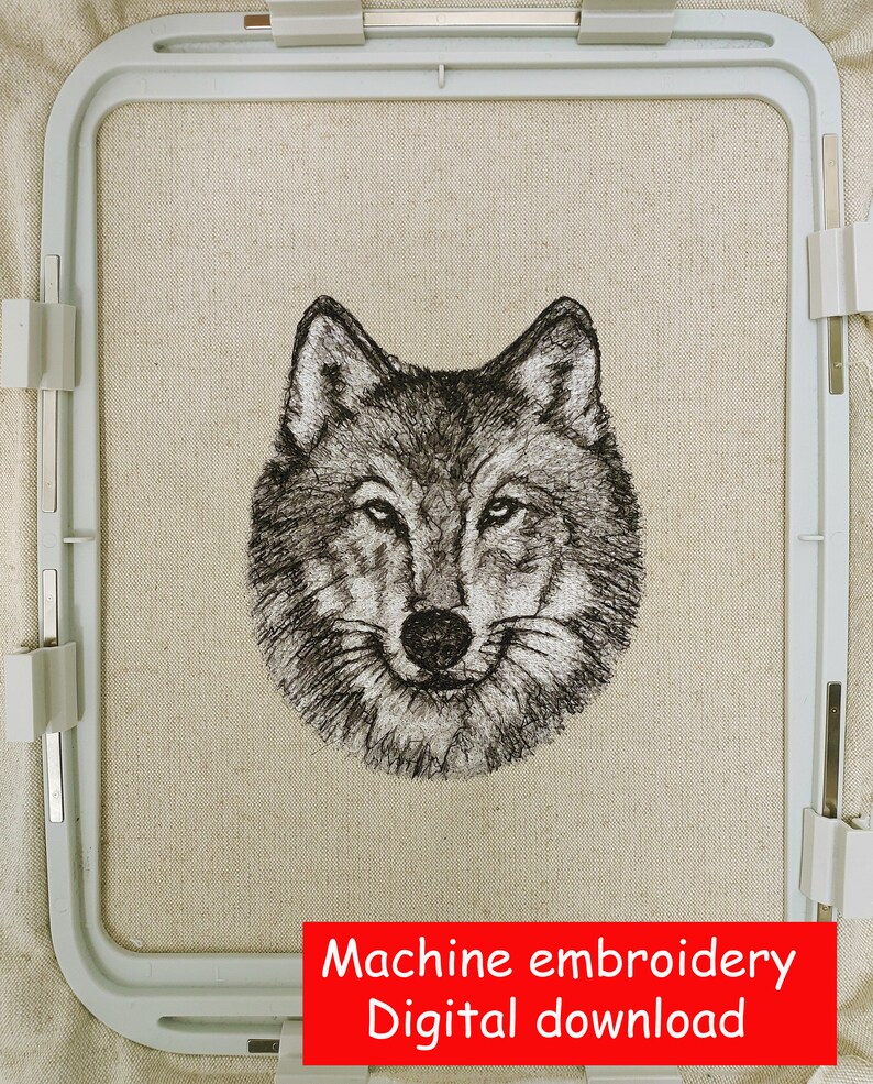 Wolf Face Embroidery Photostitch Wolf Embroidered Wolf Machine ...