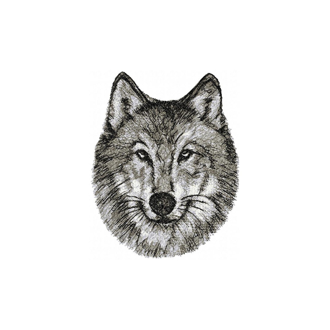 Wolf Face Embroidery Photostitch Wolf Embroidered Wolf Machine ...