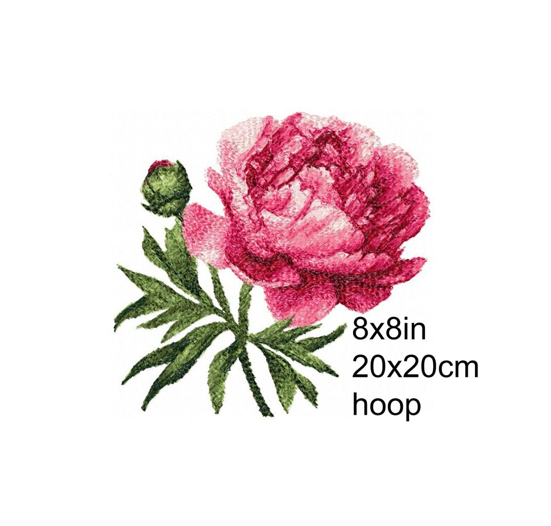 Peony Embroidery Flower Embroidery Photostitch Flower Machine