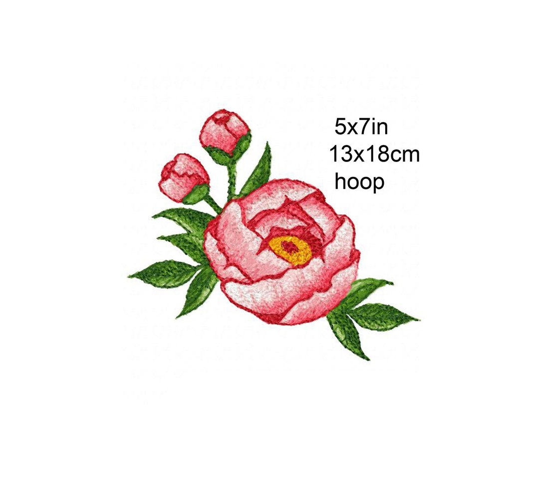 Peony Embroidery Flower Embroidery Photostitch Flower Machine ...
