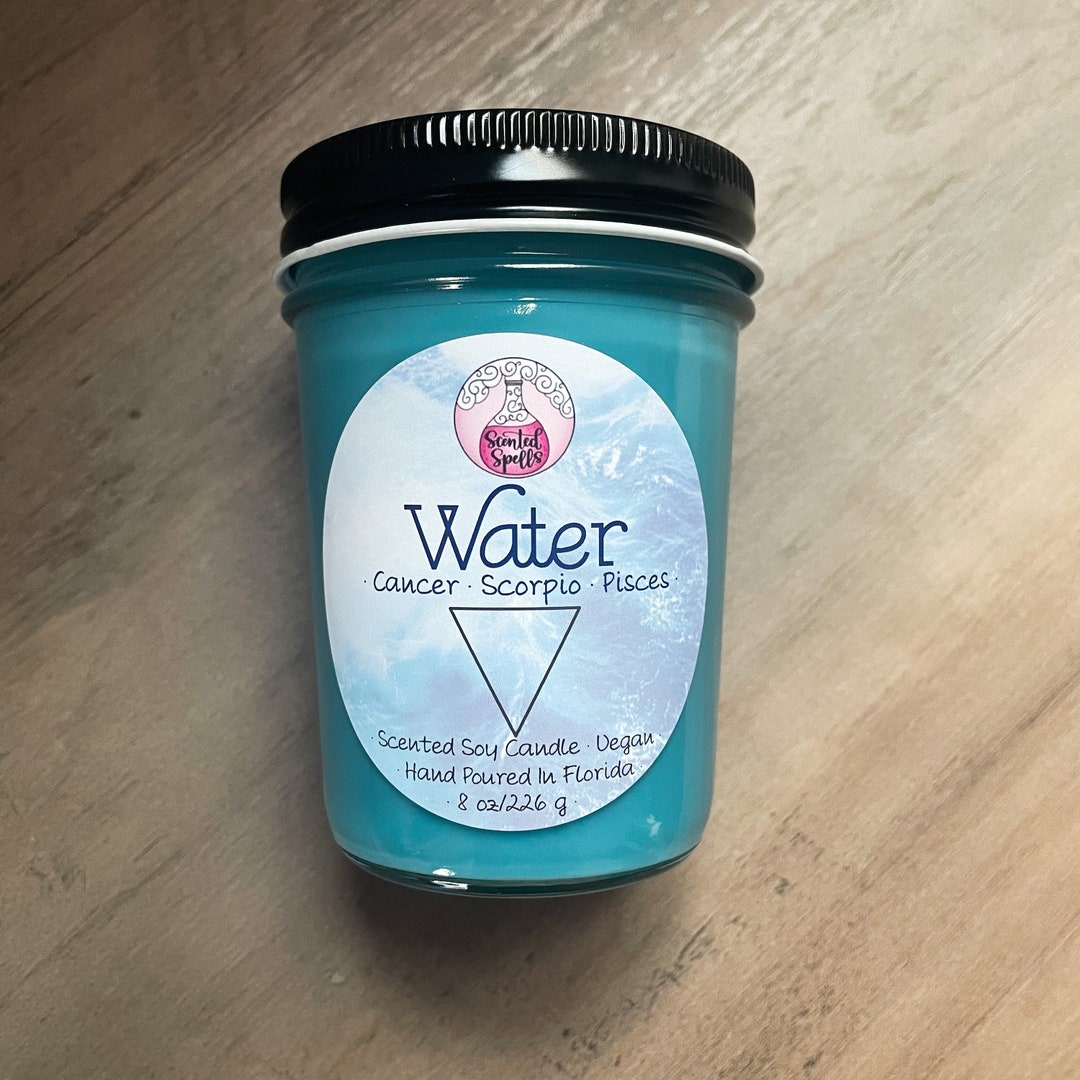 Water Element / Soy Candle / Vegan / Wiccan / Four Elements / Cancer Scorpio Pisces / Zodiac ...
