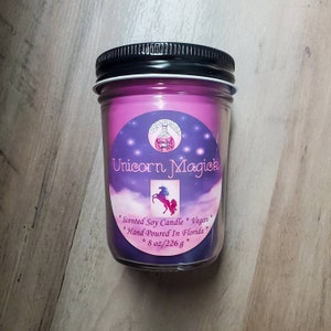 Unicorn Candle / Soy Candle / Eco-friendly / Cotton Candy / Vegan ...