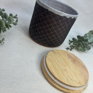 Wood Lid Ceramic Jar With Decal - Etsy