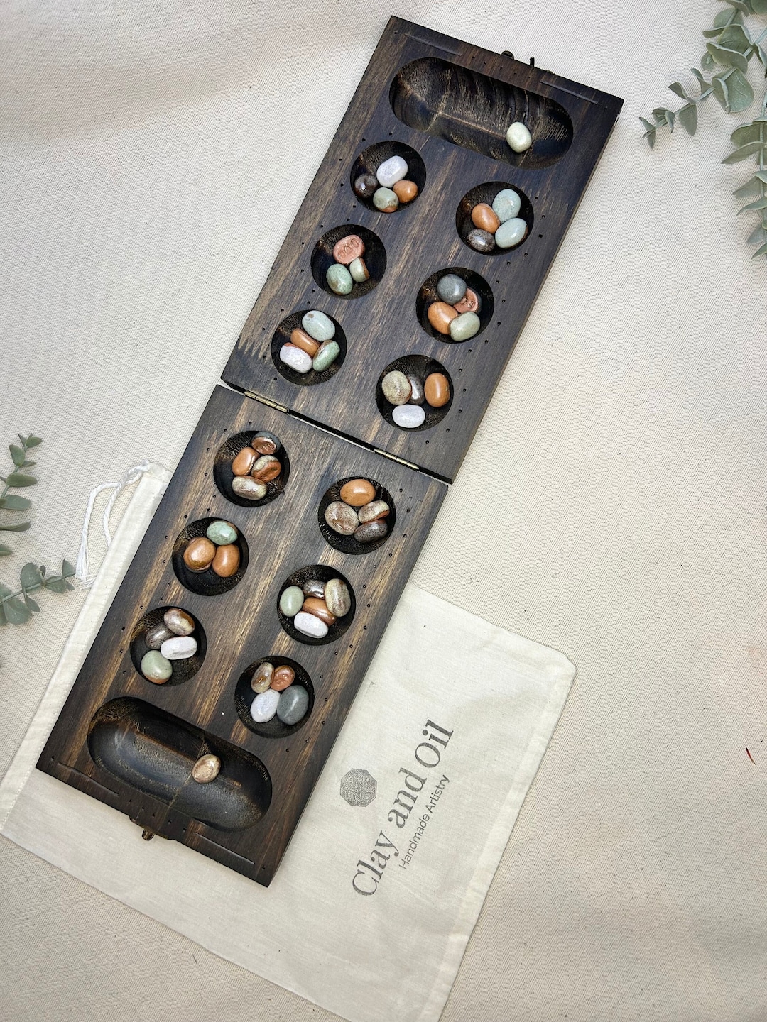 Mancala Game- Ceramic & Wood, Handmade - Etsy