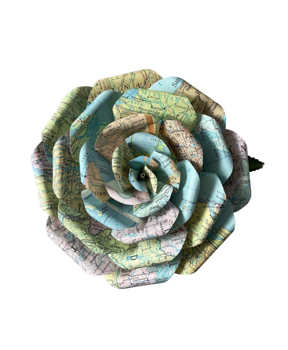 Atlas Map Paper Flowers Made From Damaged Books Available in - Etsy