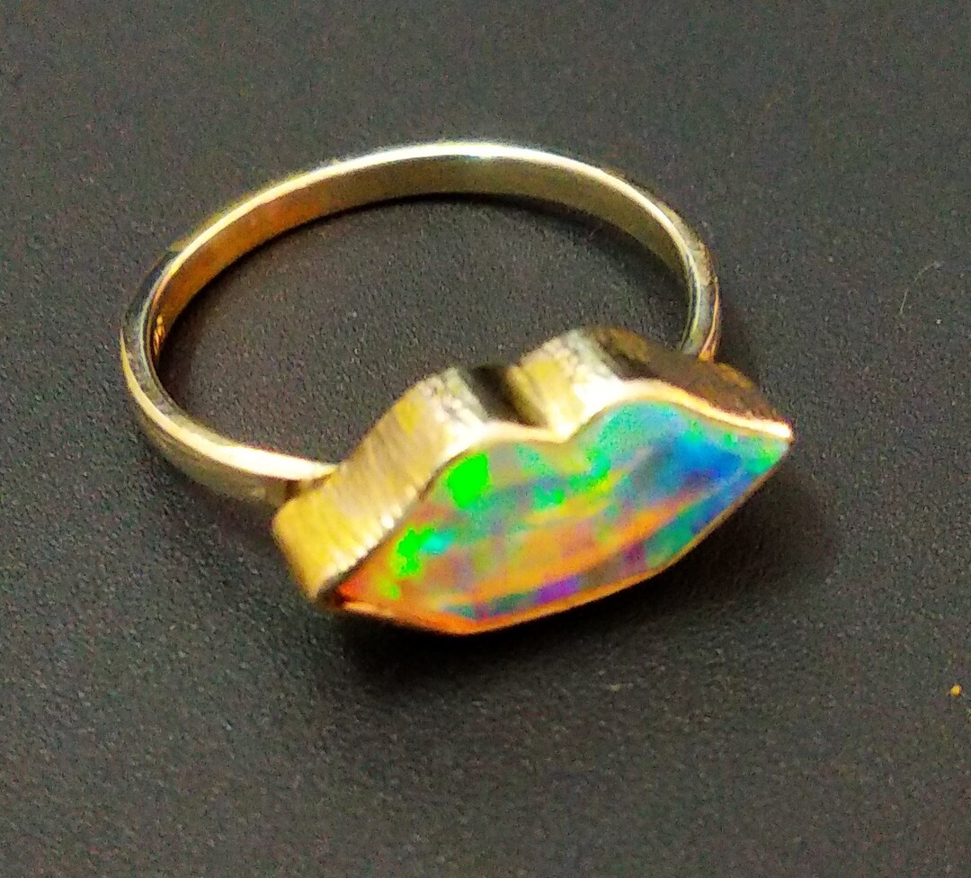 Ethiopian Fire Opal Hydro Lips Gemstone 92.5 Matte Finish Sterling ...