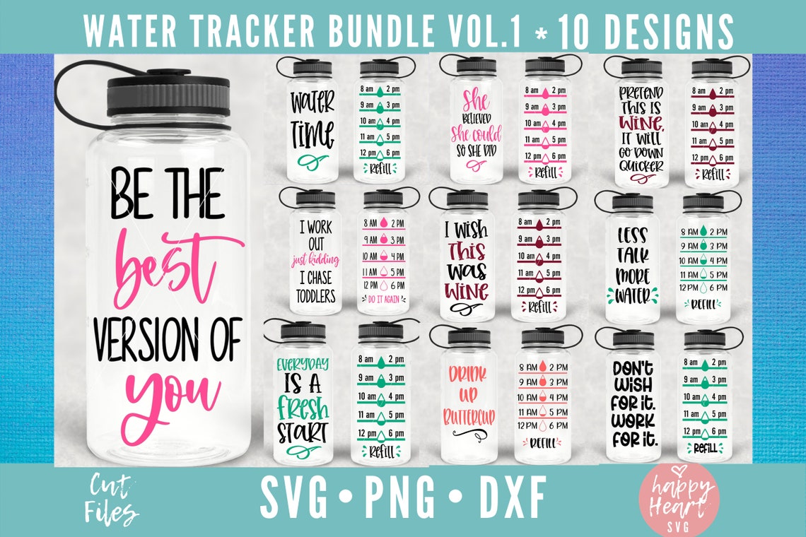 Water Tracker SVG Water Bottle Svg Dxf Instant Download - Etsy