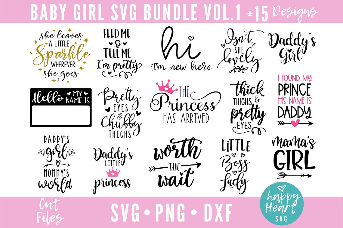 Baby Bundle, Baby Girl Bundle, Newborn Bundle, Baby SVG Bundle, Baby ...