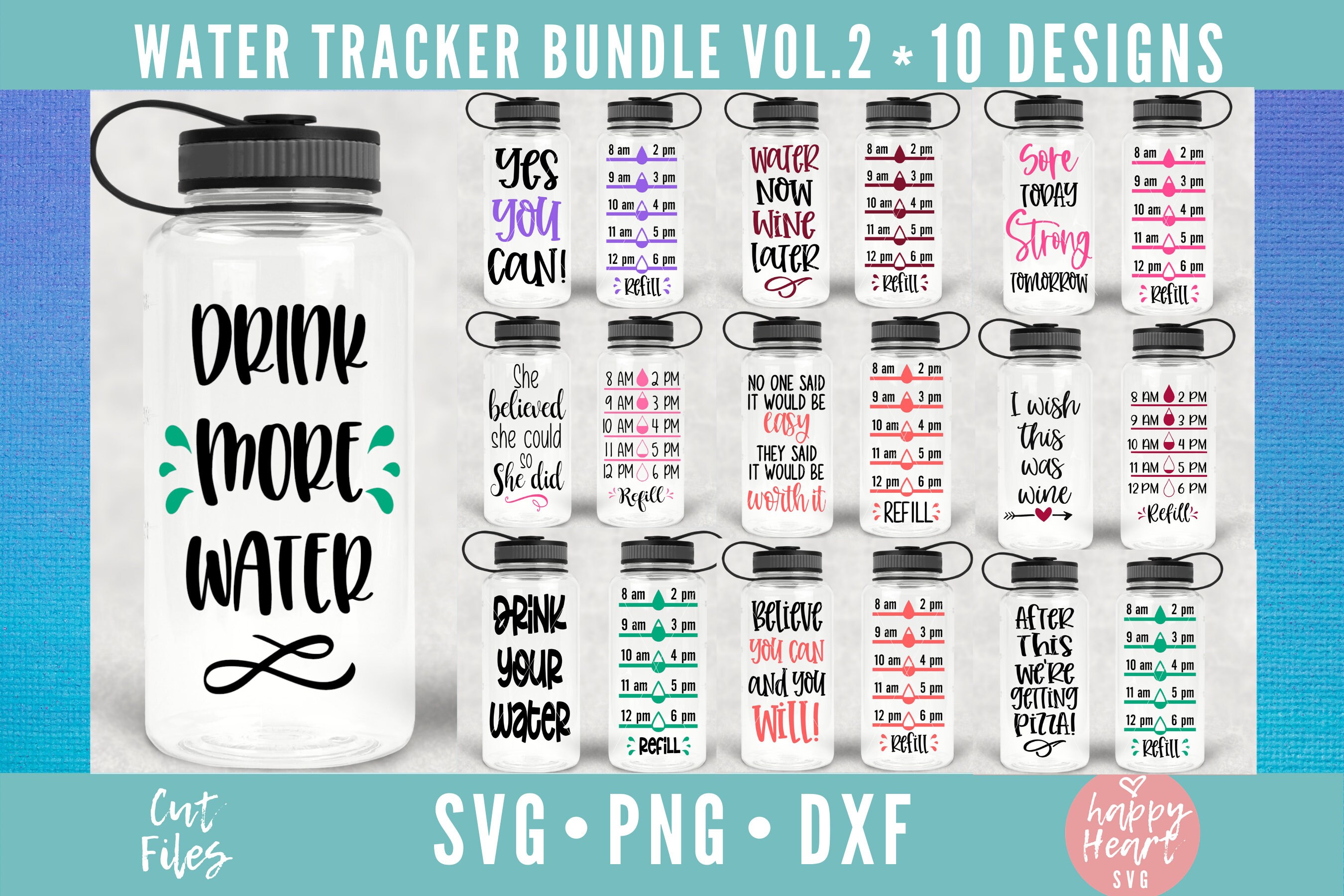 Yes You Can SVG Water Tracker SVG Water Bottle Svg Dxf - Etsy Australia