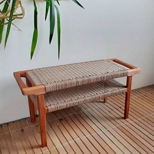 Wicker Bench 90×35cm (with Lower Shelf) - Etsy