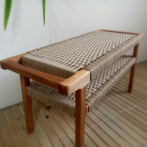 Wicker Bench 90×35cm (with Lower Shelf) - Etsy