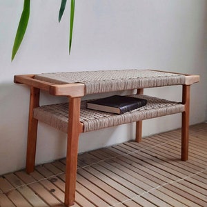 Wicker Bench 90×35cm (with Lower Shelf) - Etsy