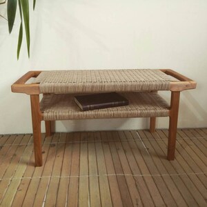 Wicker Bench 90×35cm (with Lower Shelf) - Etsy