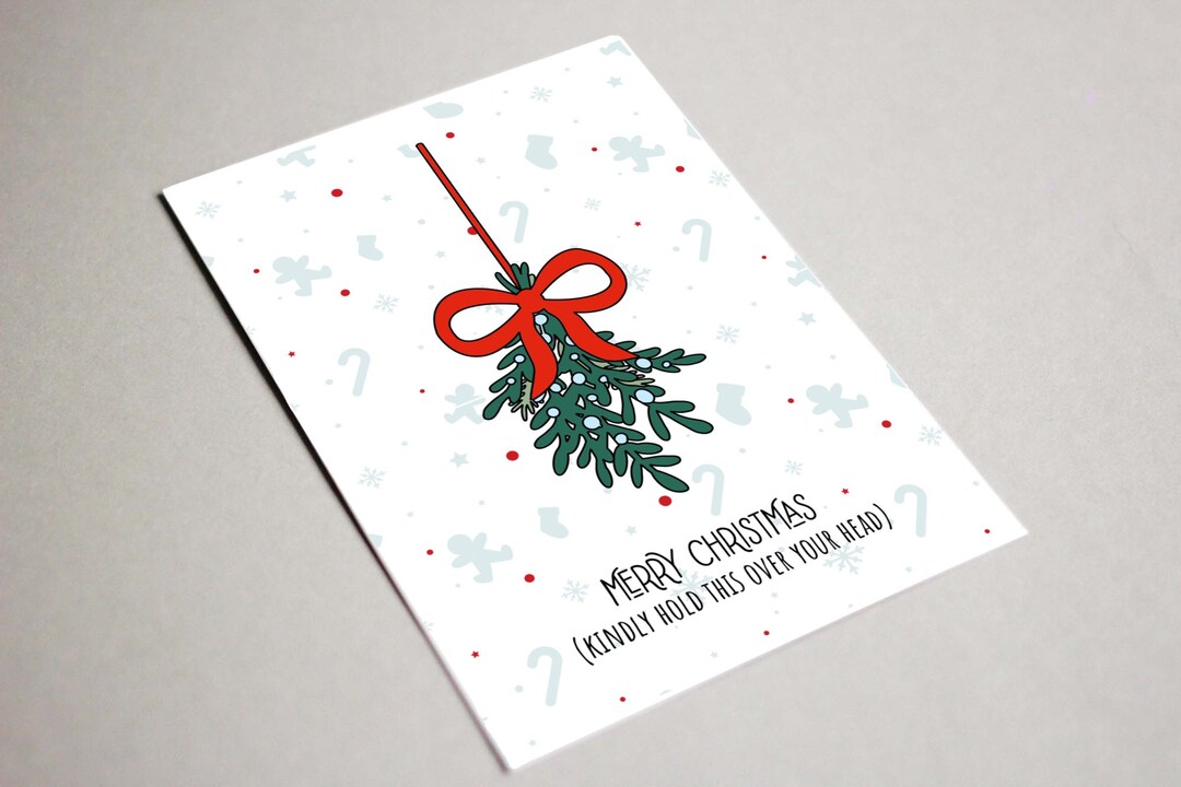 Mistletoe Christmas Card, Printable Card, Cute Christmas Card, Funny ...