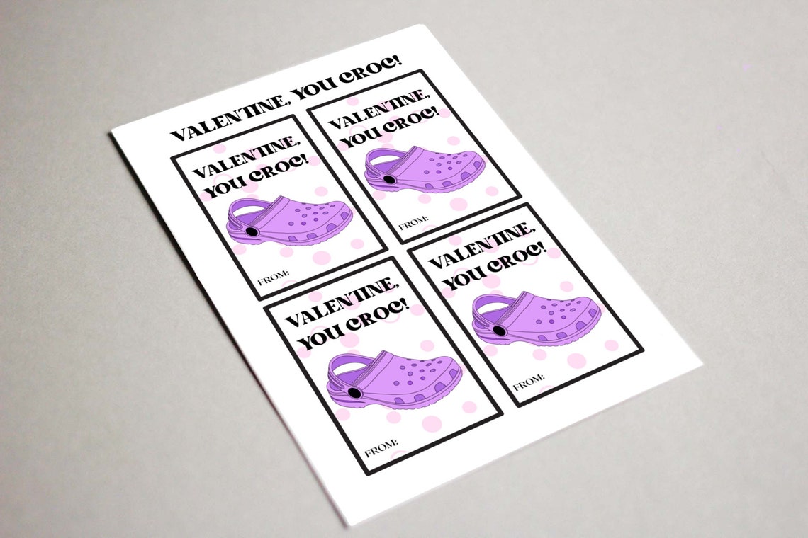 Printable Croc Valentines Card Croc Inspired Kids Valentines - Etsy