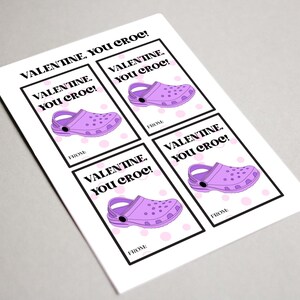 Printable Croc Valentines Card, Croc Inspired Kids Valentines Card ...