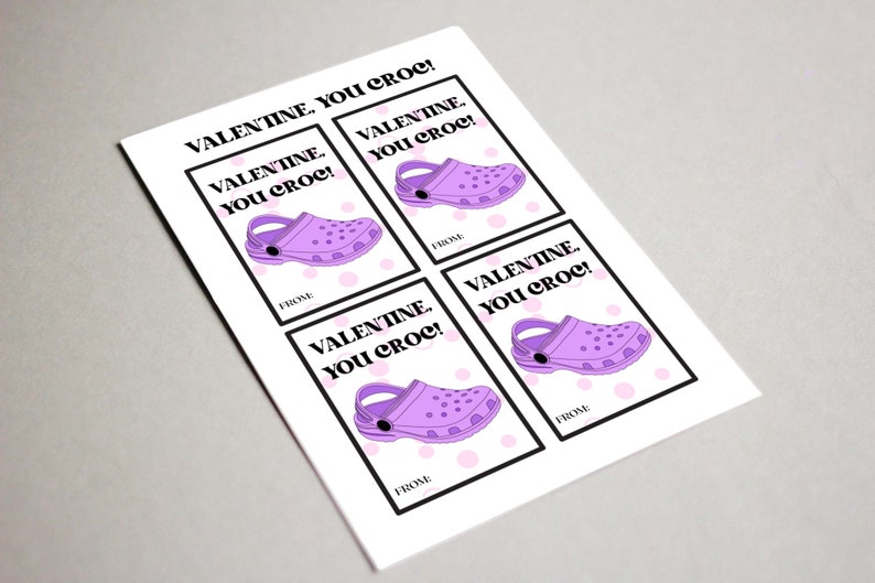 Printable Croc Valentines Card Croc Inspired Kids Valentines - Etsy