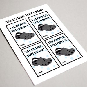 Printable Croc Valentines Card, Croc Inspired Kids Valentines Card ...
