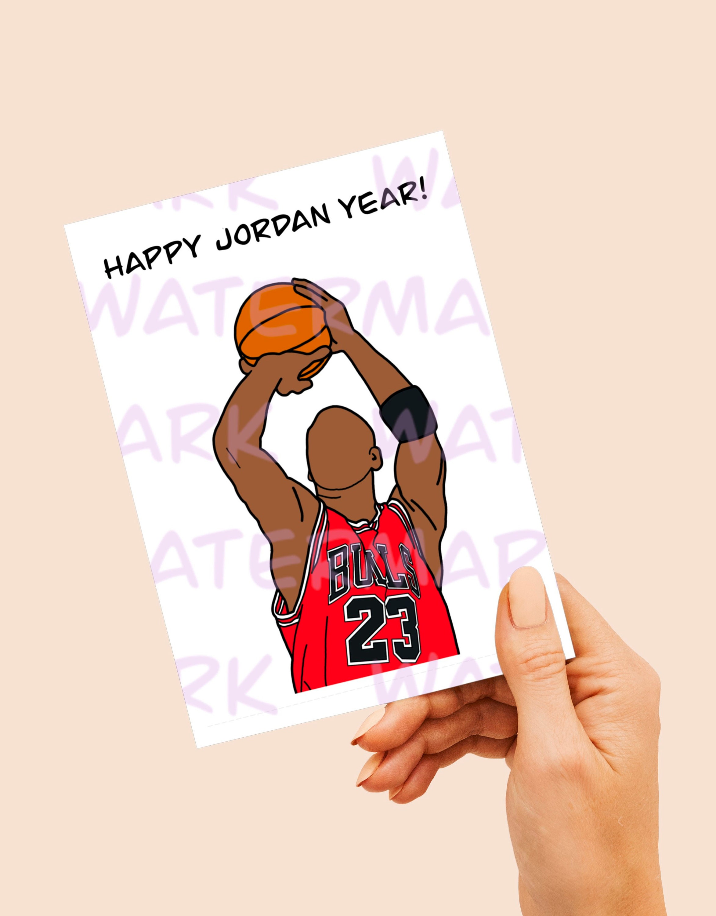 Printable Digital Card Jordan Year Birthday Card 23 Greeting | Etsy