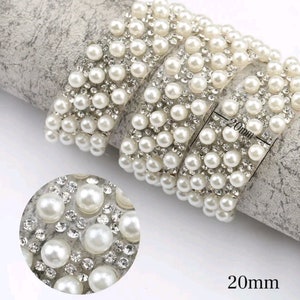 Hot Fix Pearl 1-5 YARD Rhinestone Sash Trim Applique Hotfix Diamante ...