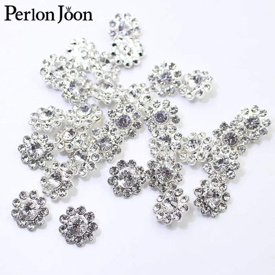 Flower Shape Buttons 20 2cm Rhinestone Sparkling Diamante Sparkle ...