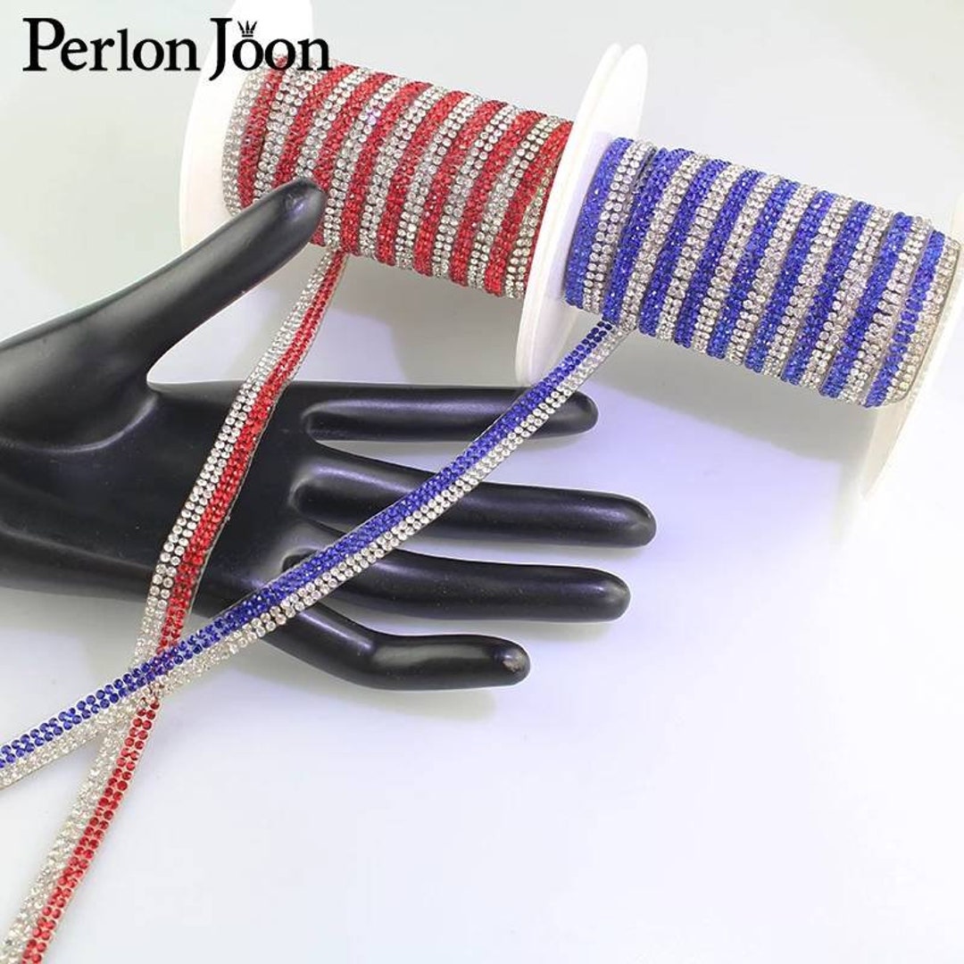 HOT FIX striped 1-5 YARDS Hotfix trim iron on applique stripey Two-tone ...