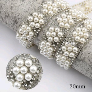 Hot Fix Pearl 1-5 YARD Rhinestone Sash Trim Applique Hotfix Diamante ...