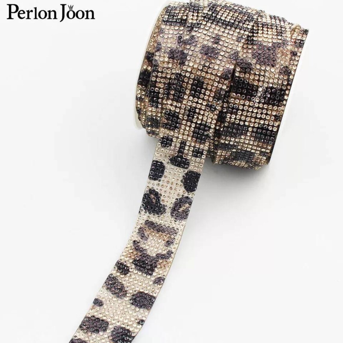 Hot Fix Leopard Print 1-5 YARDS Trim RHINESTONE Animal Pattern Edge ...