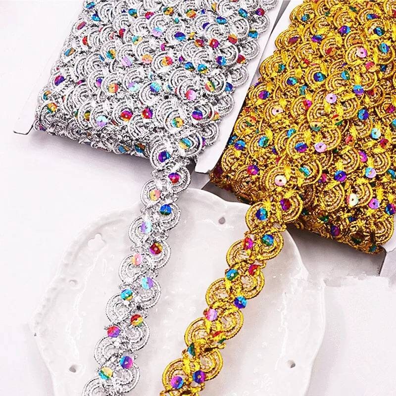 Gold SEQUIN TRIM 12-24 YARDS Silver Sparkly Trim Metallic - Etsy