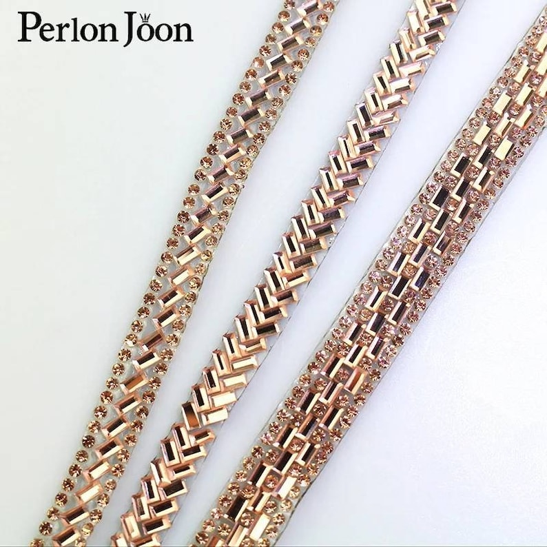 HOTFIX Bronze Trim 1-5 YARDS Gold Edge Edging Rhinestone Diamante ...