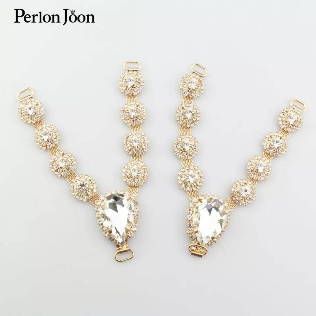Shoe V Shape Applique Gold Circle Rhinestone Trim Sandals Flip Flops ...