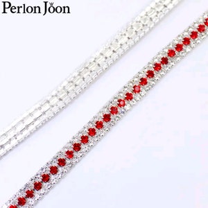 HOT FIX 3 Row 1-5 YARDS Colorful Bright Trim Rhinestone Iron on Hotfix ...